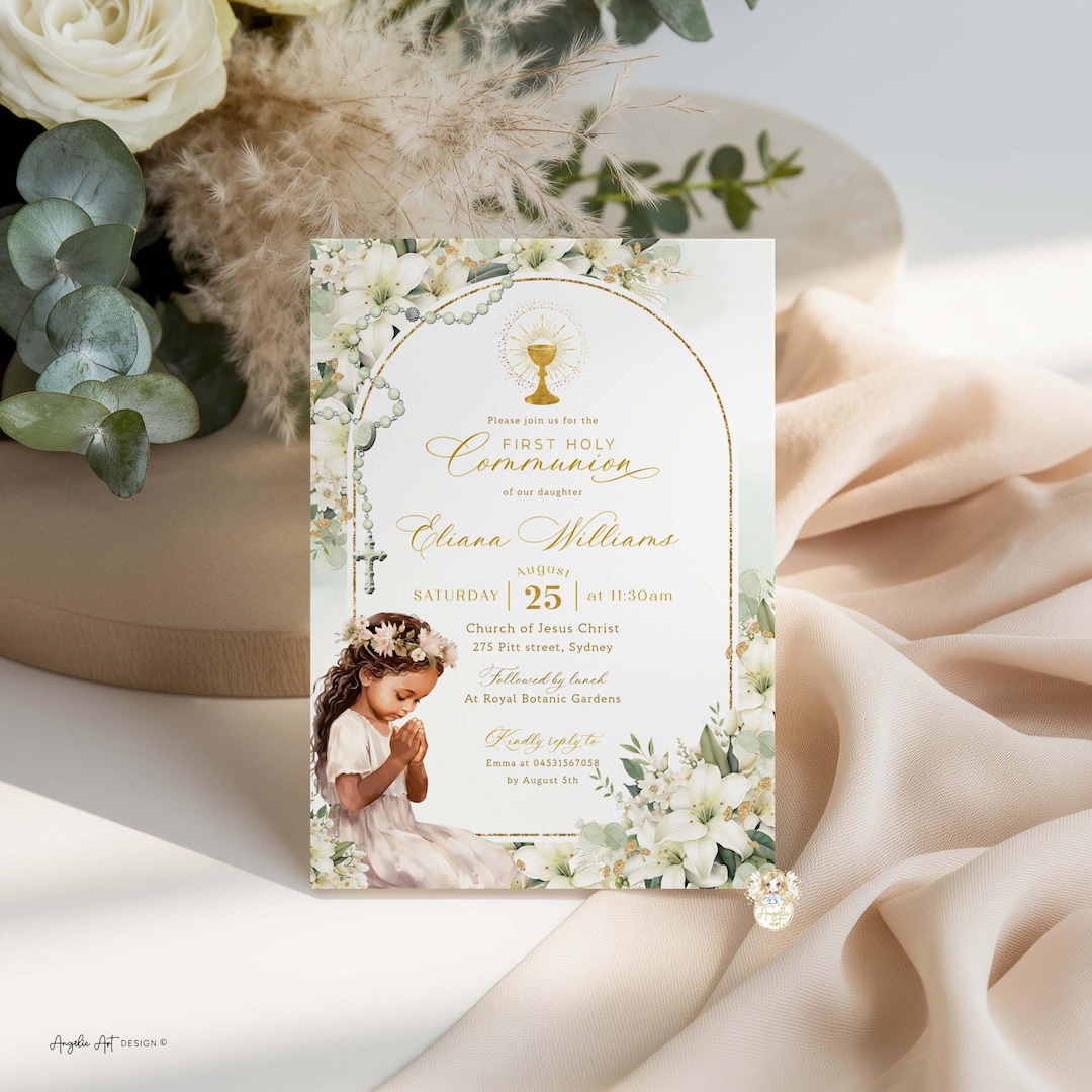 ALEX - White LILY Greenery First Holy Communion African American GIRL ...