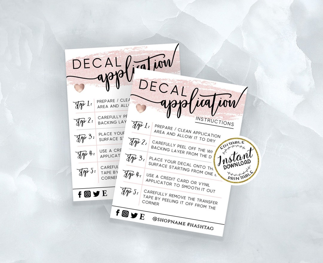 ROSY EDITABLE Decal Instructions Template, Rose Gold Printable DECAL ...