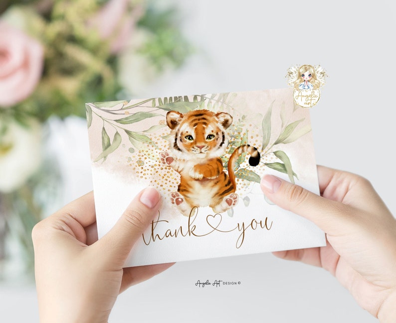 Editable TIGER Boy Girl Invitation Set Template, Gender Neutral Tiger ...