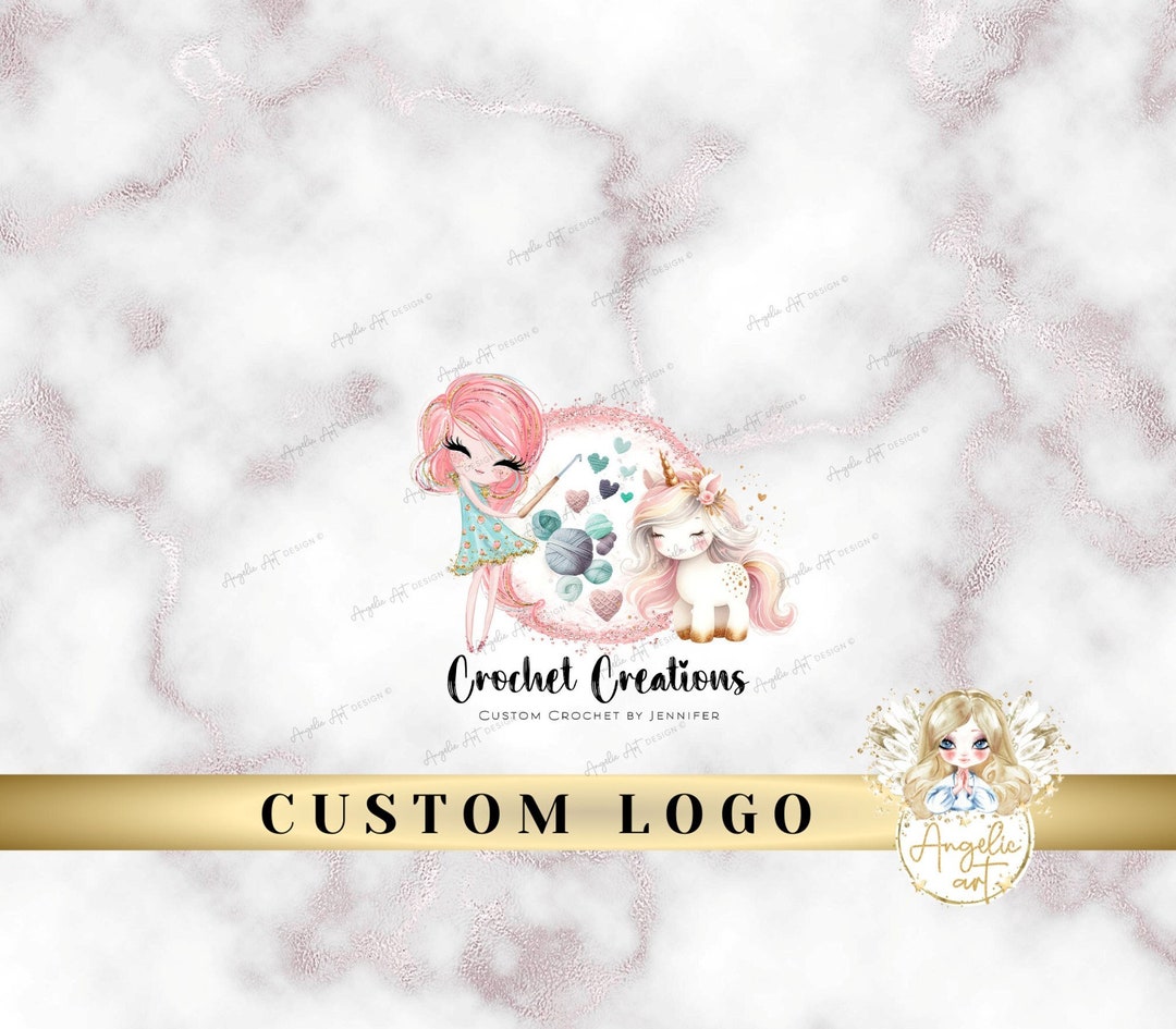 Editable Crochet Unicorn Business LOGO Crochet Maker Logo Template ...