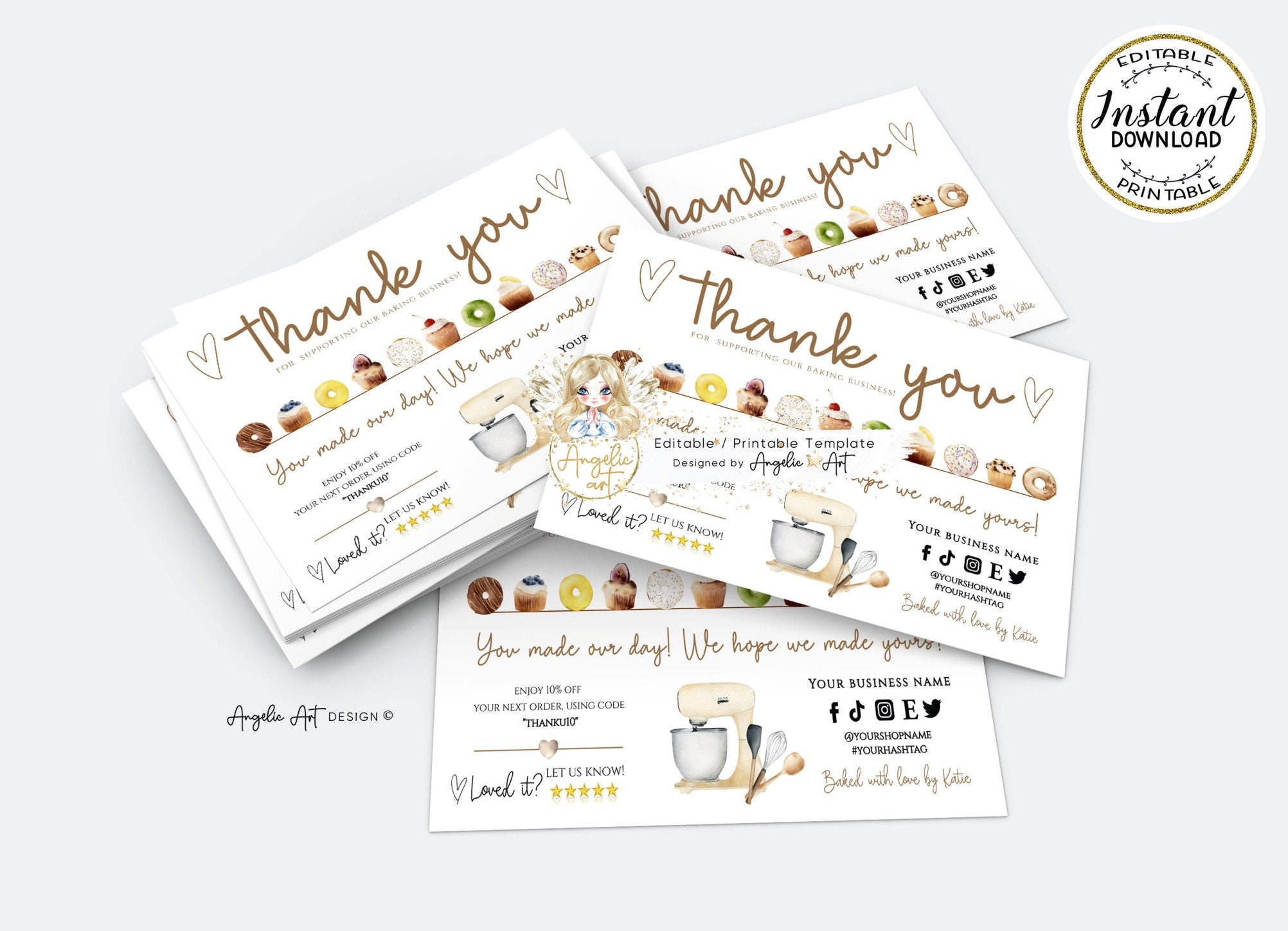 BAKERY Thank You Business Template EDITABLE Modern Cookie | Etsy