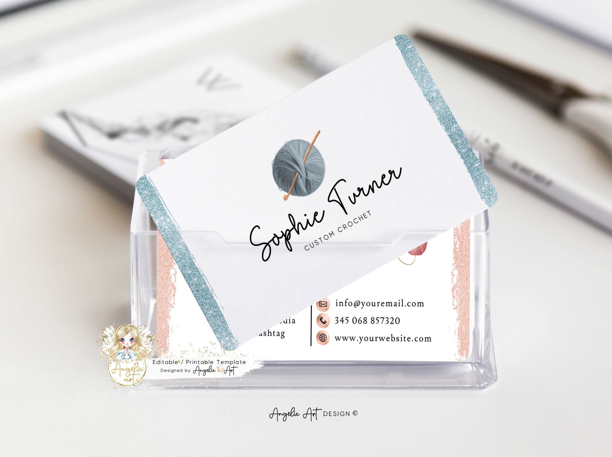 CROCHETING Yarn Editable Business Card Handmade Crochet - Etsy