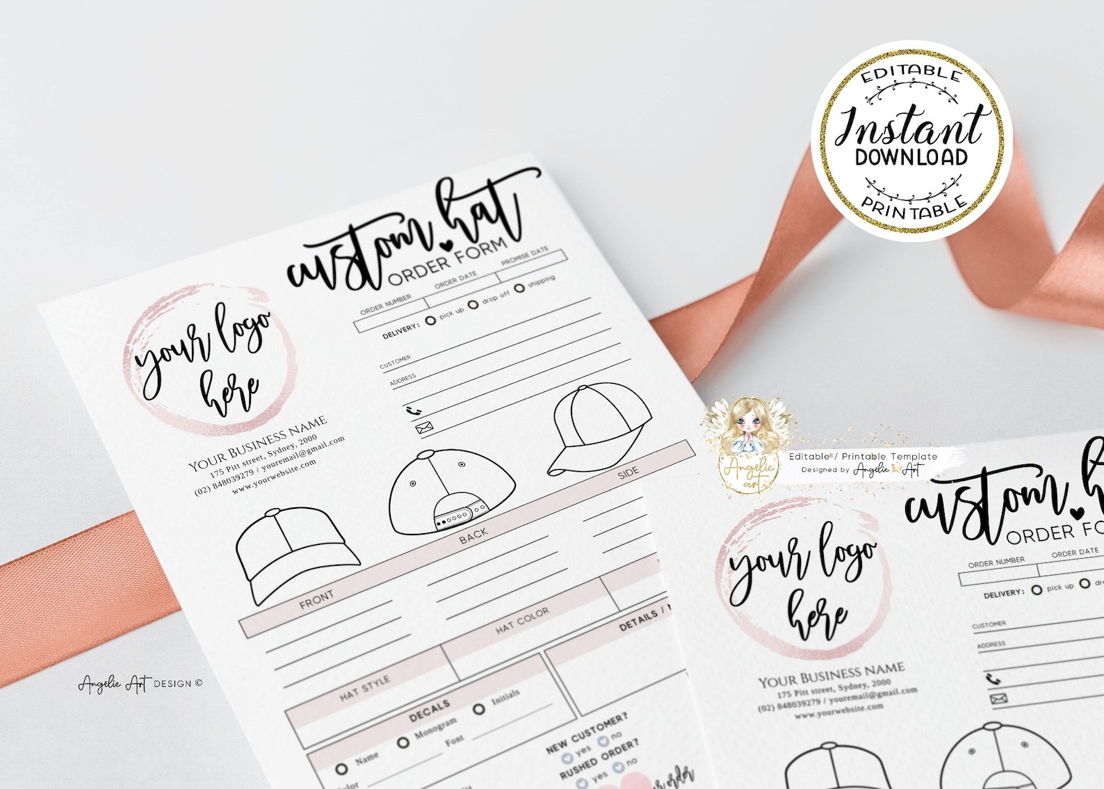 Custom HAT Order Form Template, Modern Printable Hat Order Form ...