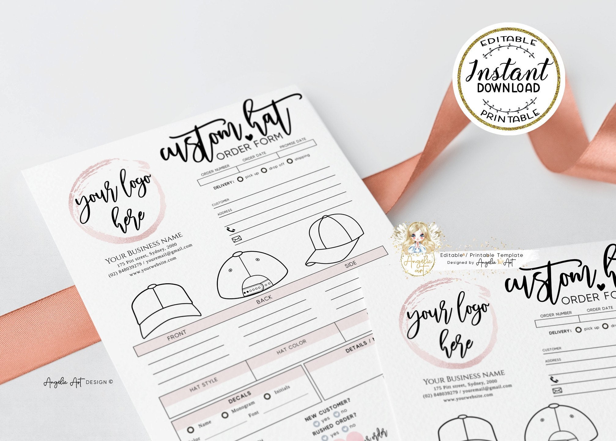 Custom HAT Order Form Template, Modern Printable Hat Order Form ...