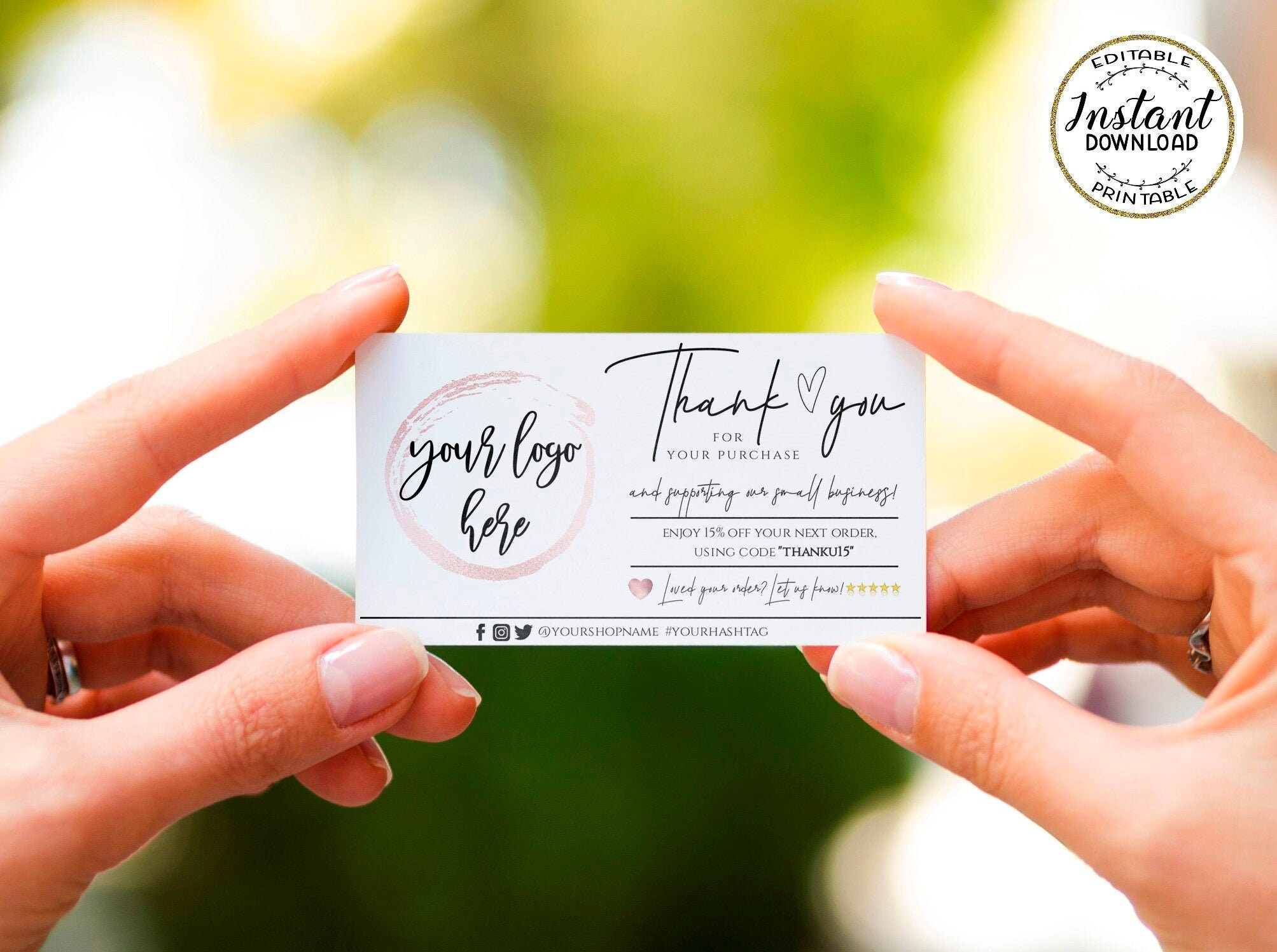 ADD YOUR LOGO Printable Small Business Insert Card Simple - Etsy UK