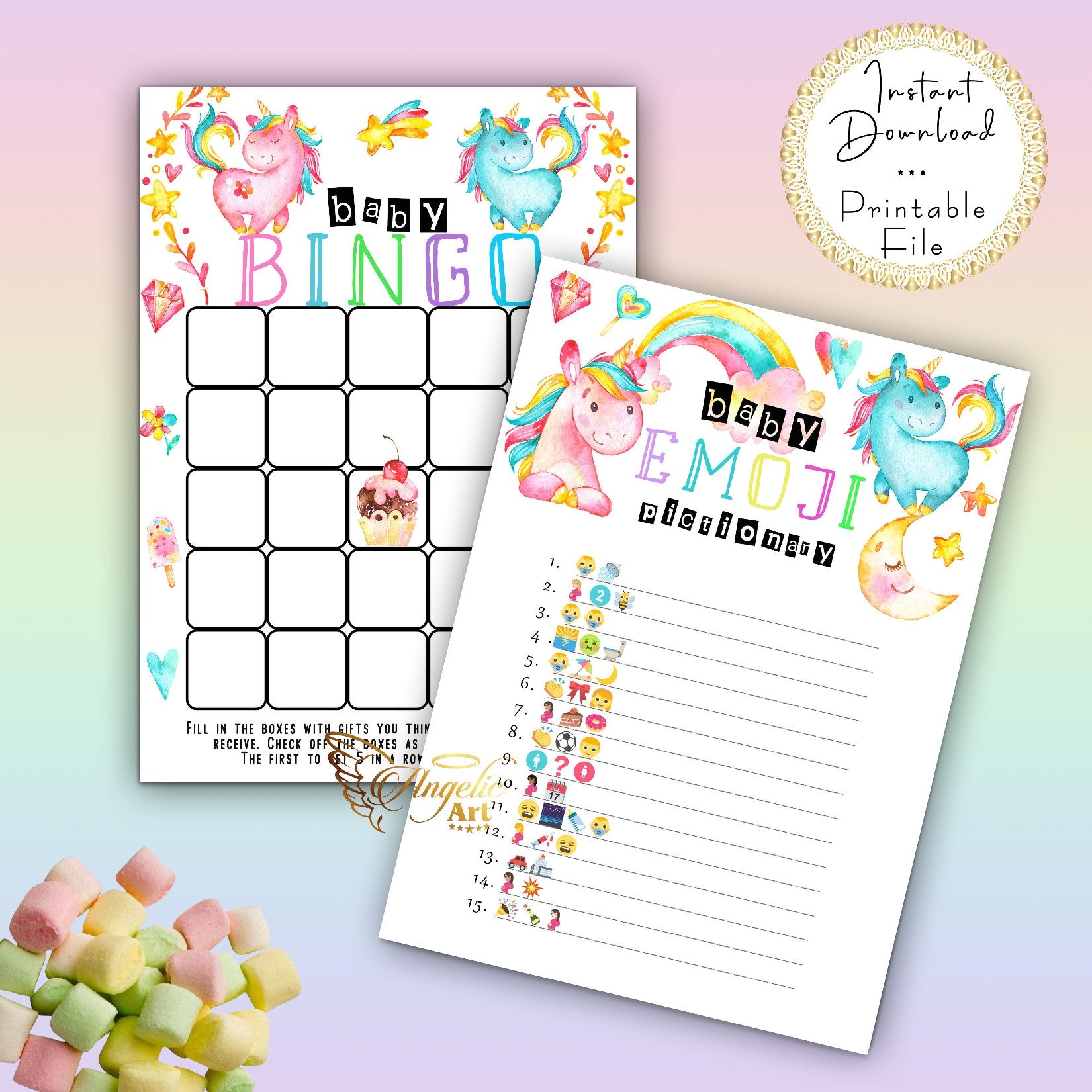 UNICORN Baby Shower Games Set Cute Unicorn Baby Shower Games | Etsy