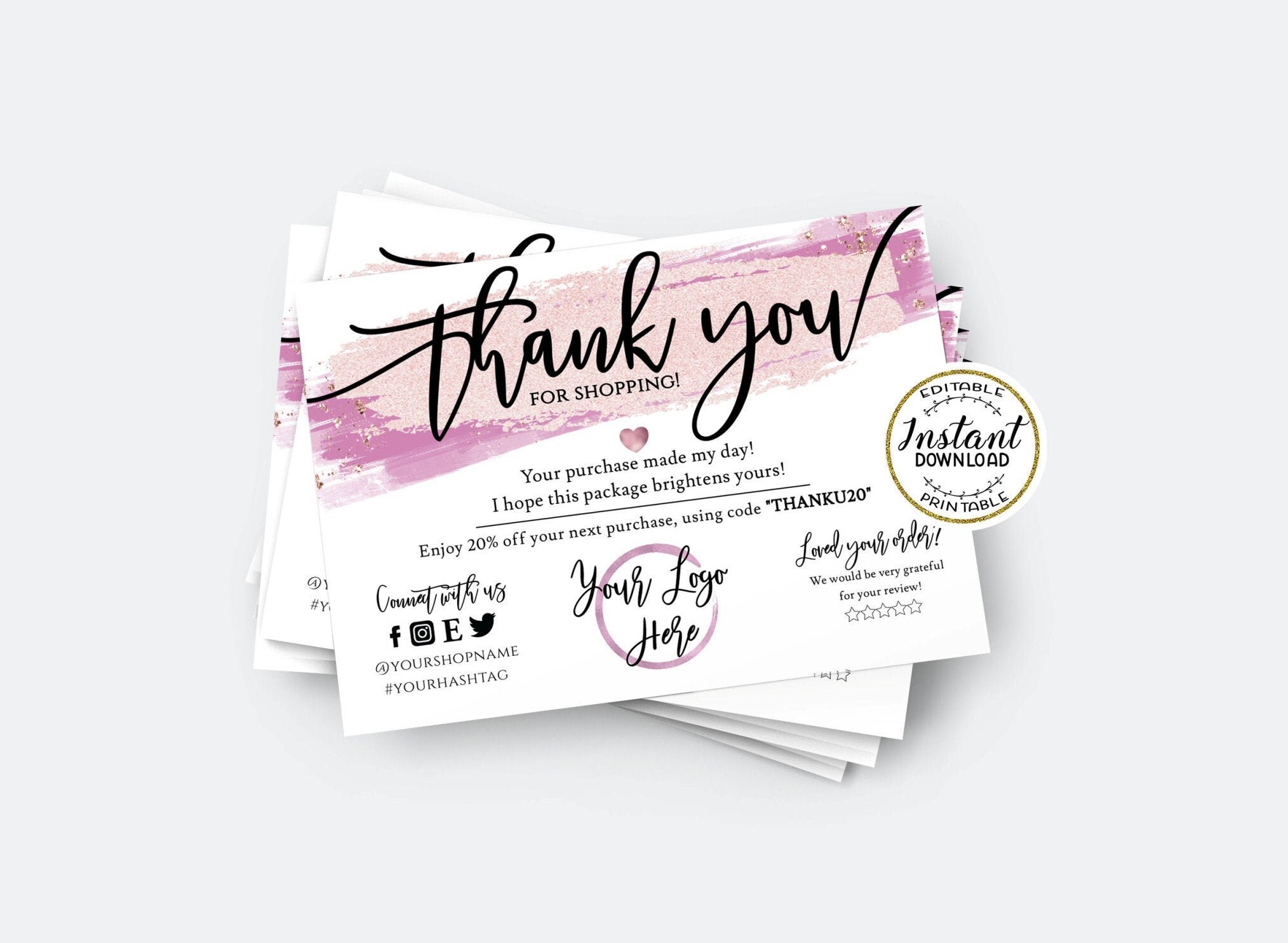 Rose Gold Business Insert Card Template Modern 6x4 Business - Etsy