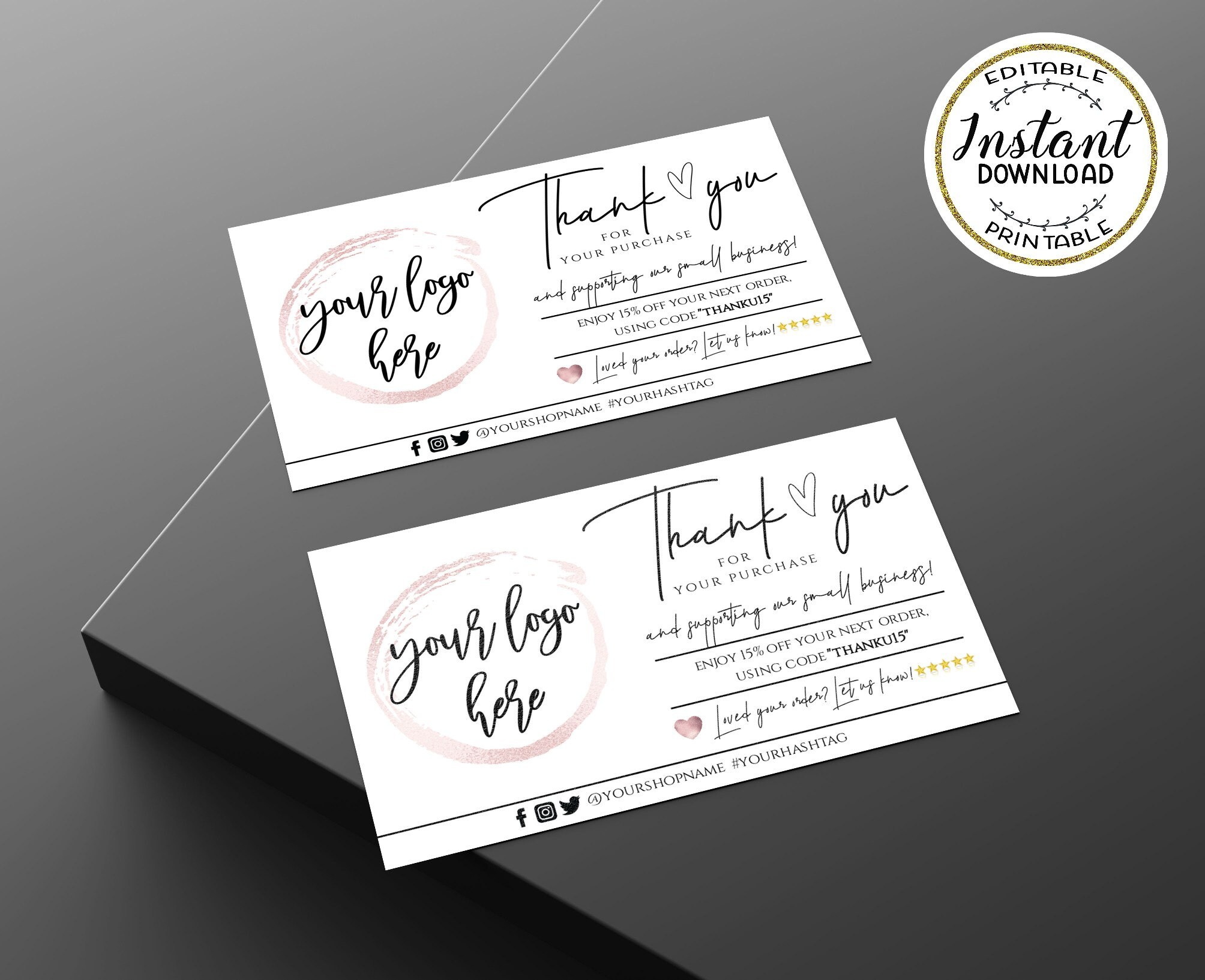 ADD YOUR LOGO Printable Small Business Insert Card Simple - Etsy UK