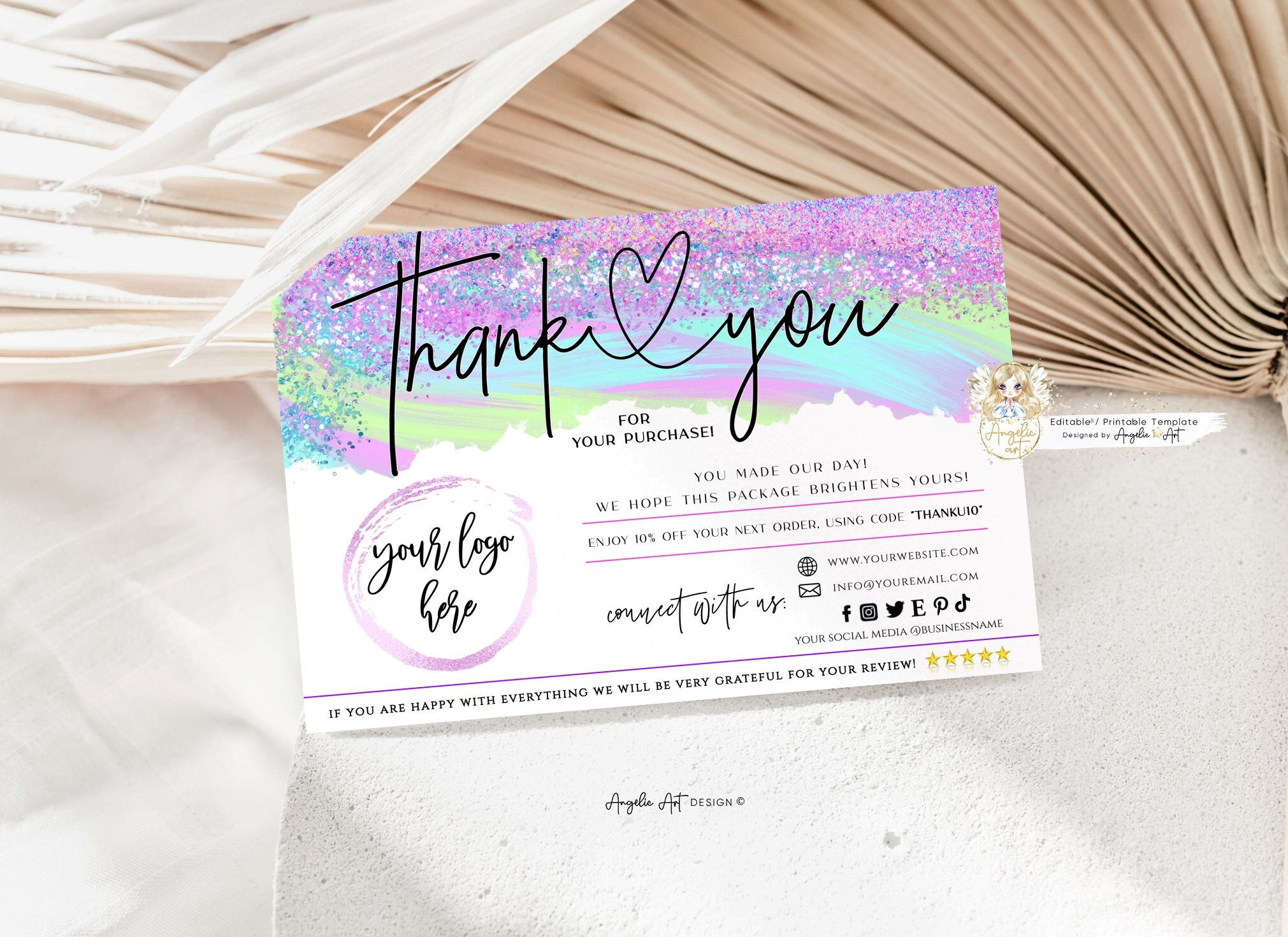 Design & Templates NEON Pastel Unicorn Business Thank You Template ...