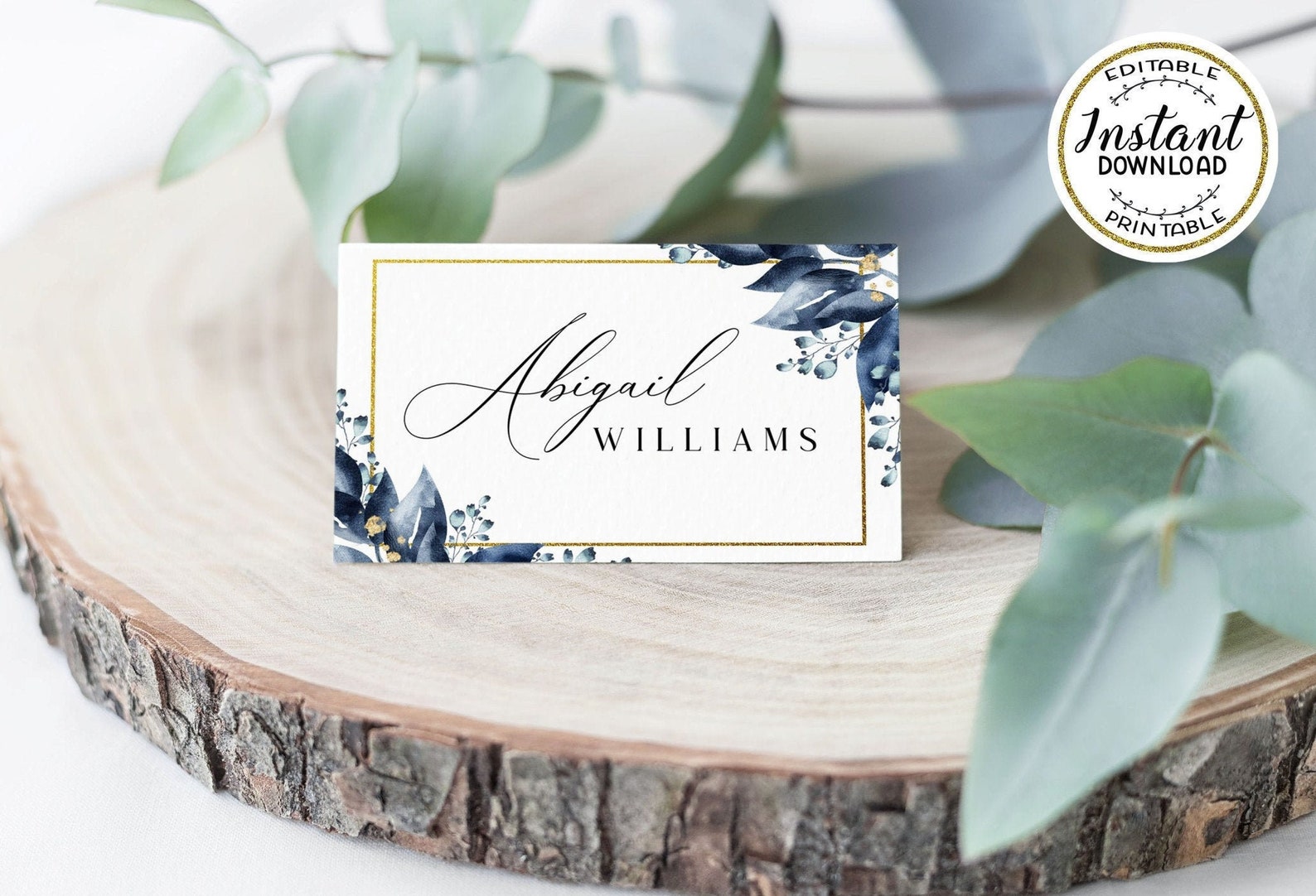 ST PETER Blue Gold Place Cards Templates Flat and Tent - Etsy