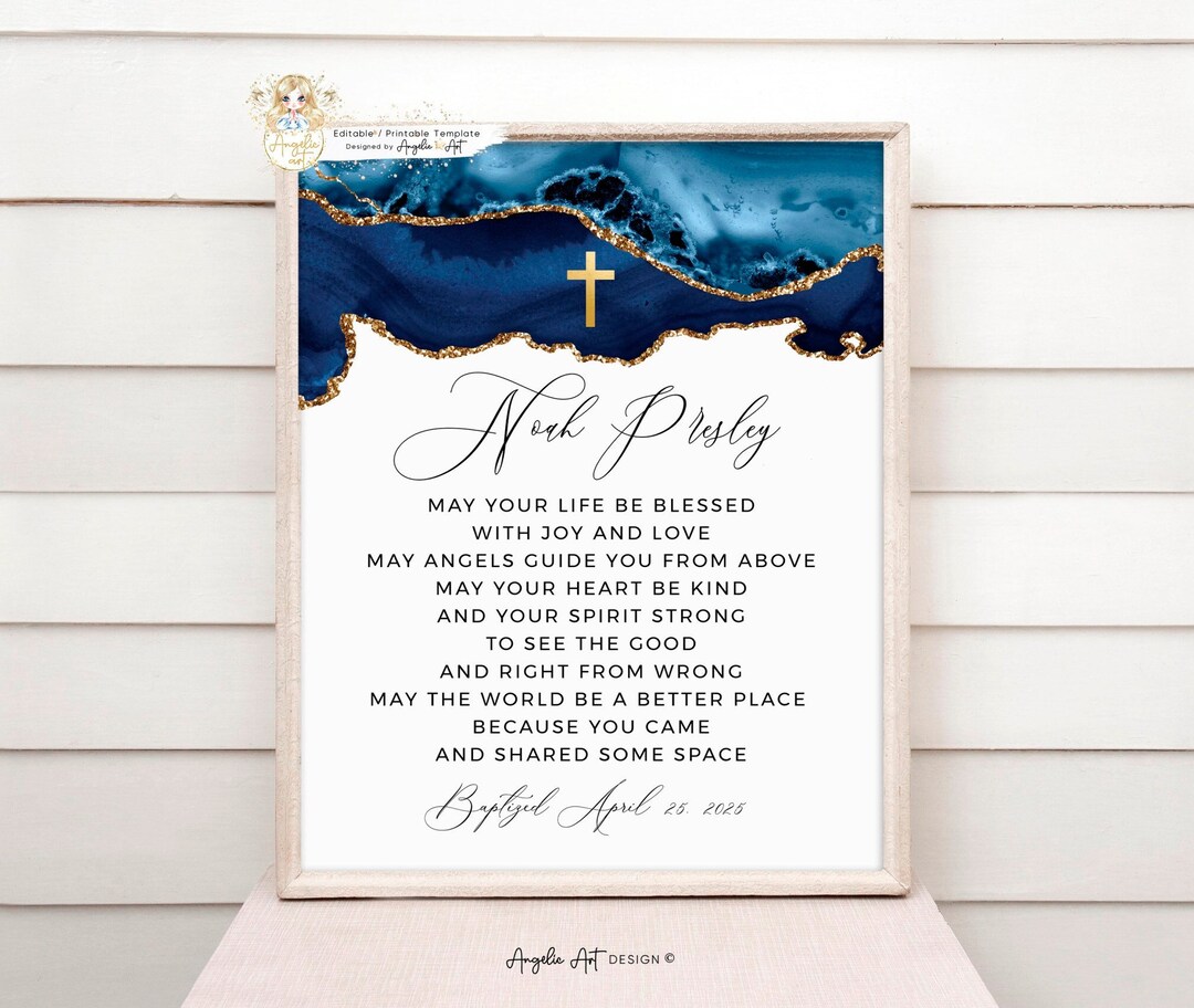 Baptism Prayer Blessing Sign Template, Baptism Blessing Printable ...