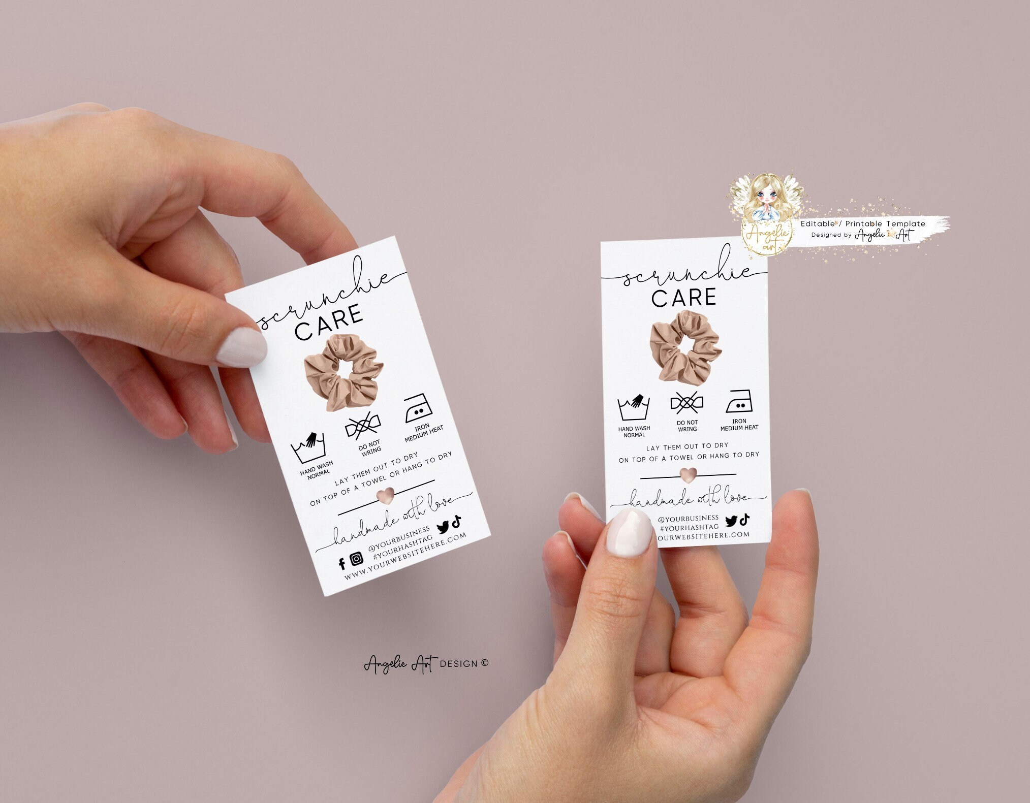 SCRUNCHIE Washing Care Instructions Template EDITABLE - Etsy