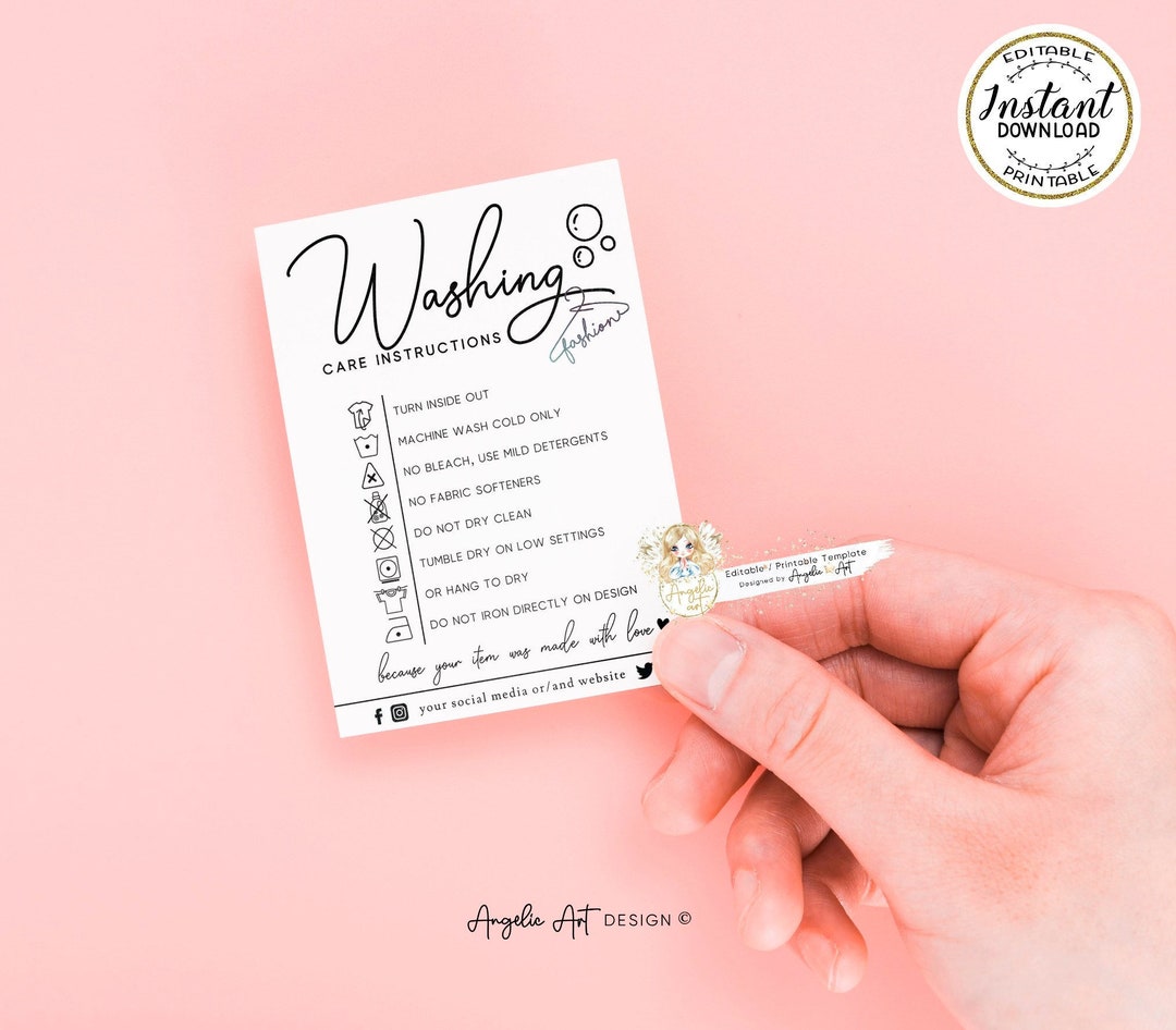 Washing Instructions Template Simple Minimalist Insert Card Template washing-instructions-template-simple-minimalist-insert-card-template