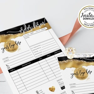 TOUCAN - Black Gold Glitter Order Form Template EDITABLE Printable ...