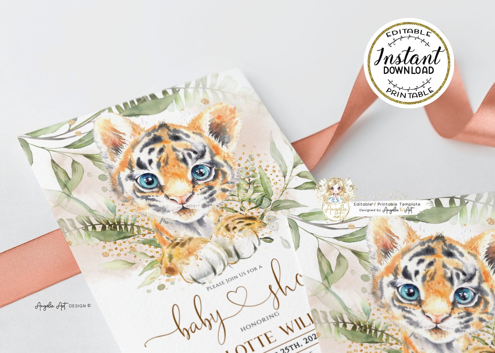 TIGER Boy Baby Shower Invitation EDITABLE Printable Tiger | Etsy