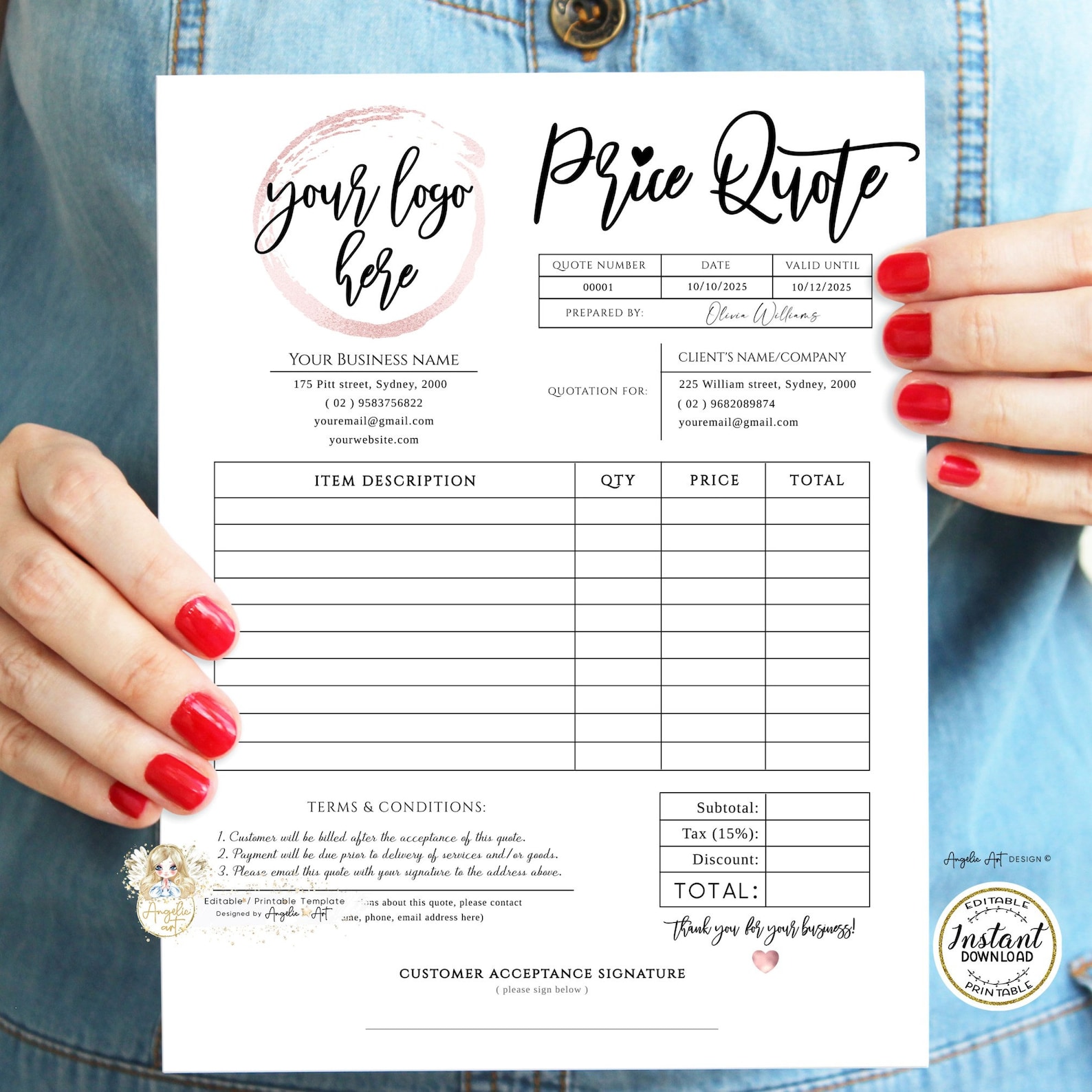 Editable Price QUOTE Template Simple Price Estimate Template - Etsy