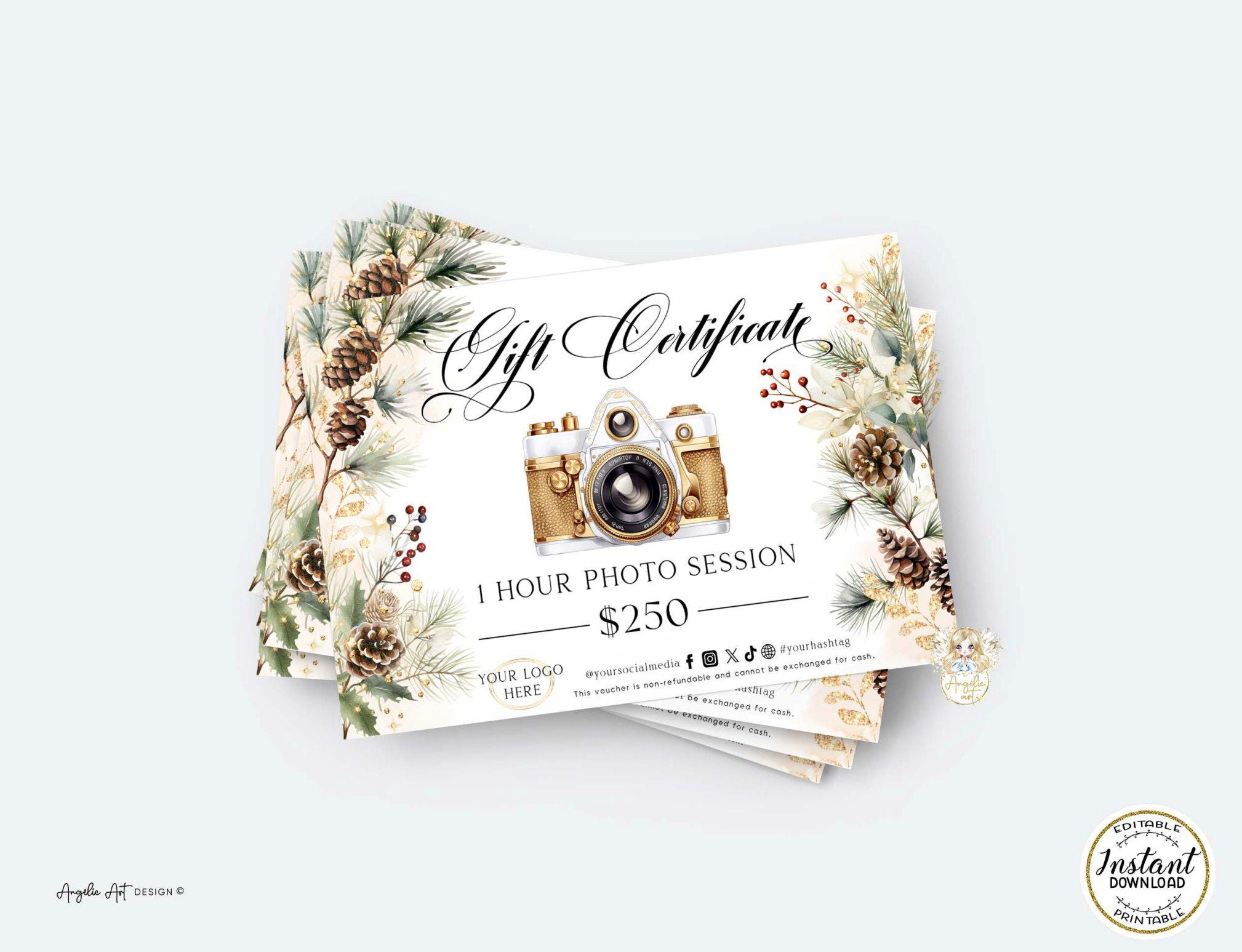 Winter Photo Session Voucher Template, Christmas Photography Gift ...