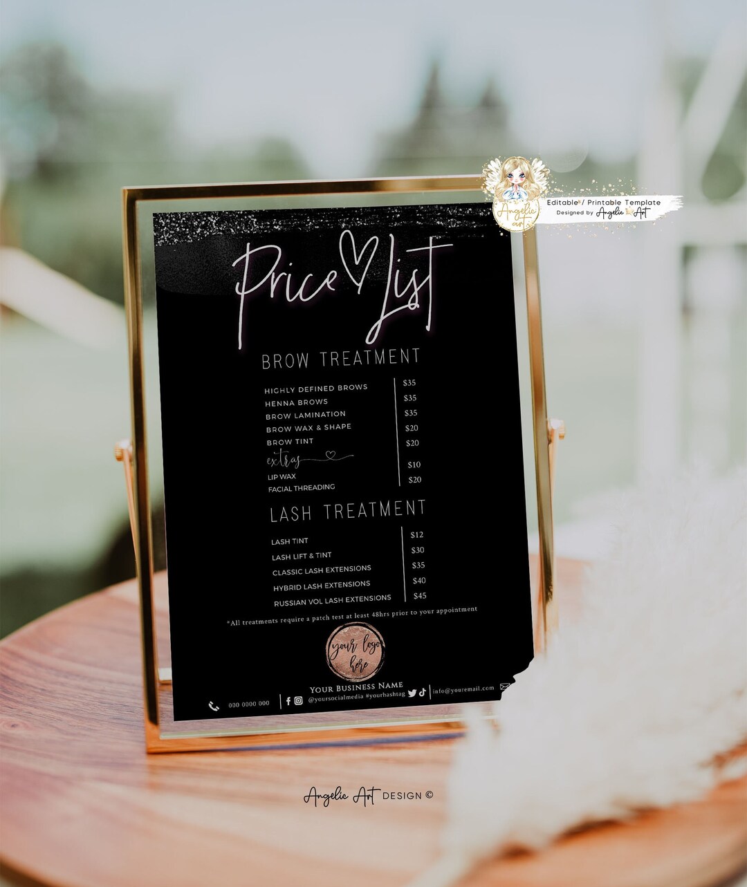 NOIR - Editable Modern Black Price List Template, Printable DIY ...