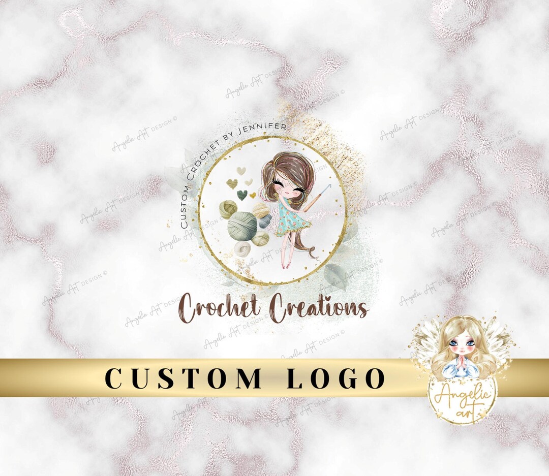 Crochet Yarn Business LOGO Template Greenery Gold Crochet Maker ...