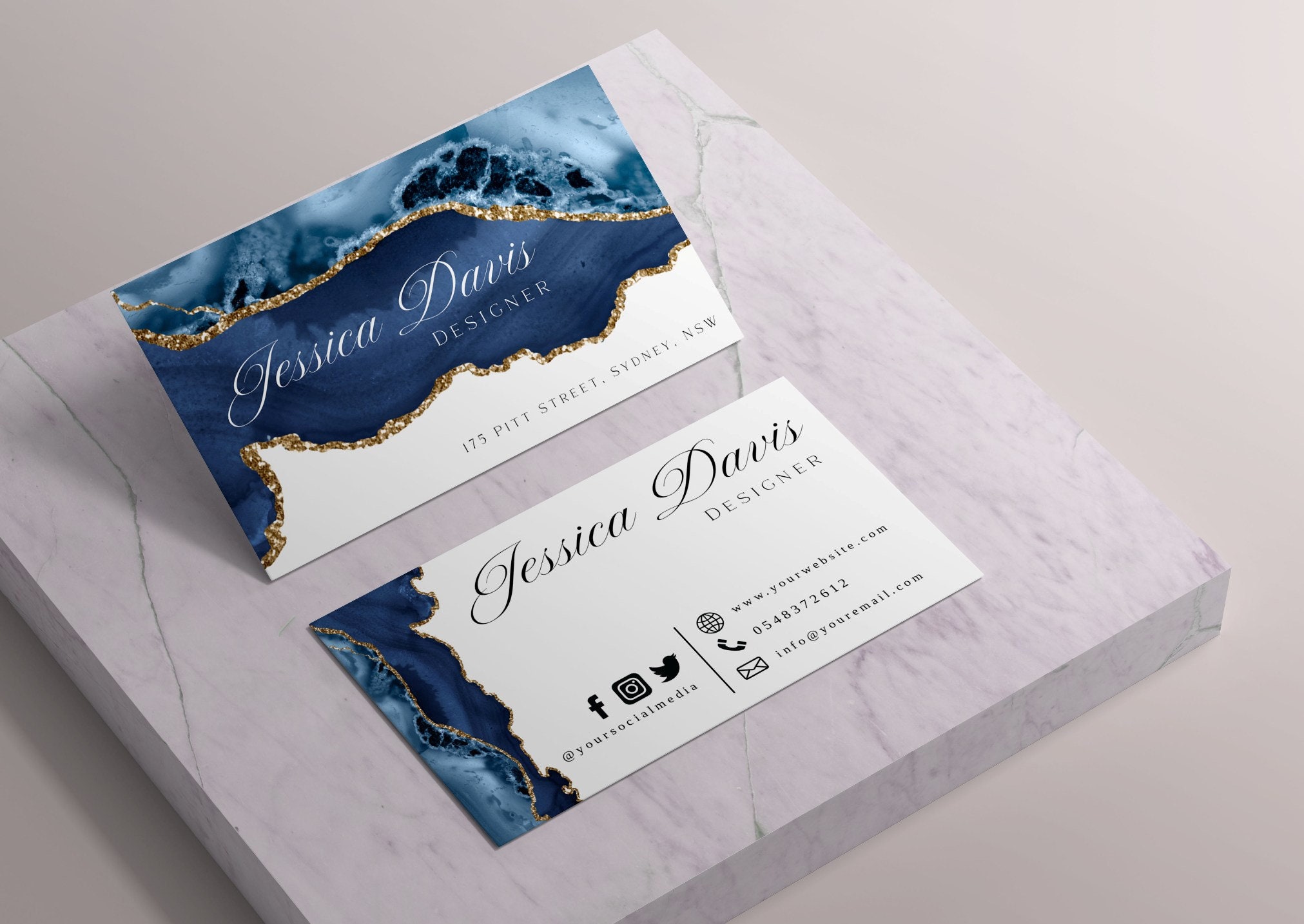 DIY Business Card Printable Business Card Template BLUE - Etsy