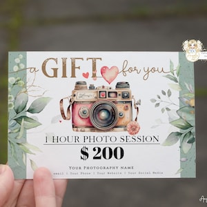 Photography Gift Certificate Template, Vintage Camera Photography Gift ...