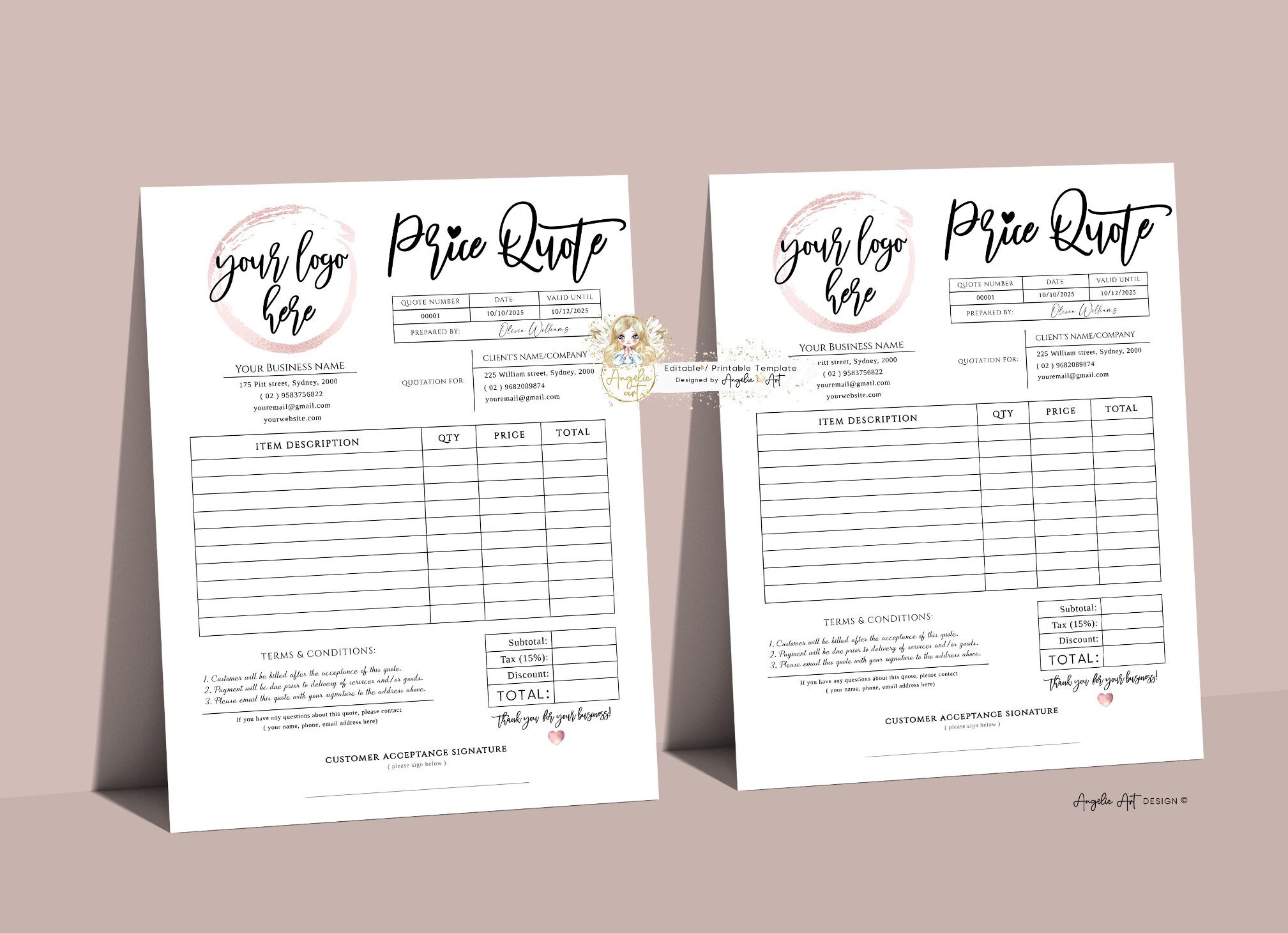 Editable Price QUOTE Template, Simple Price Estimate Template ...