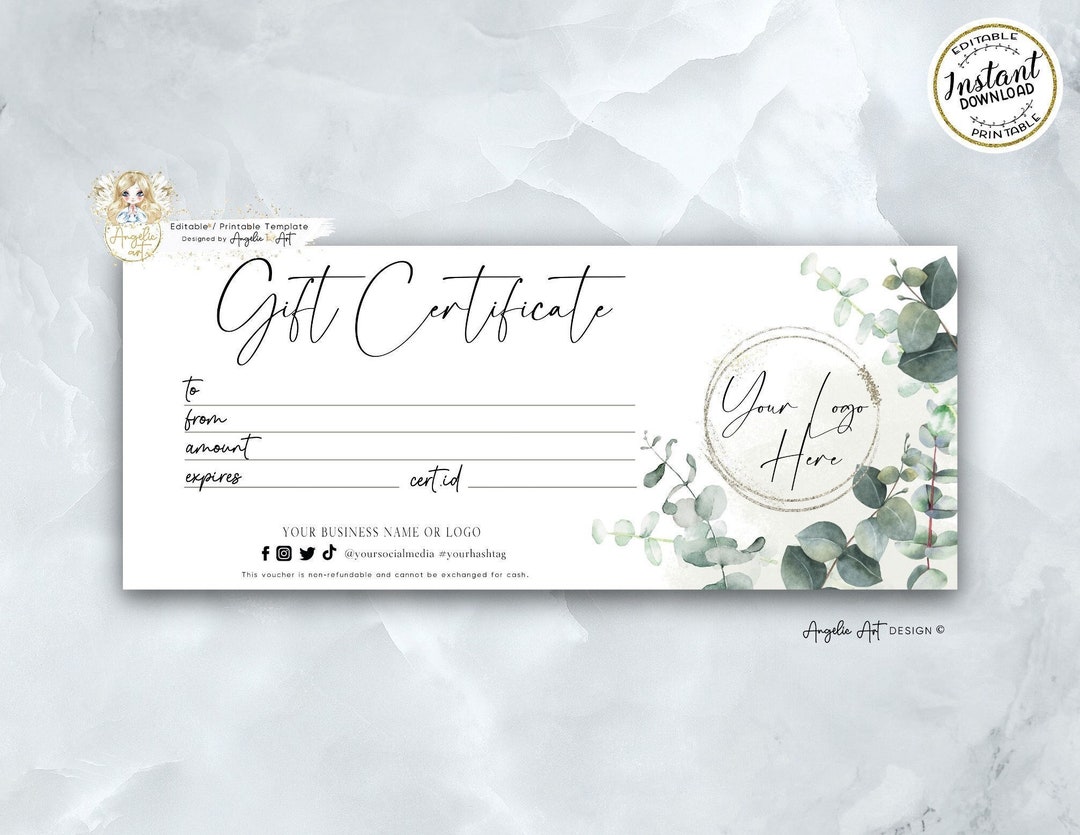 EUCALYPTUS1 - Silver Gift Certificate Template Modern Gift Certificate ...