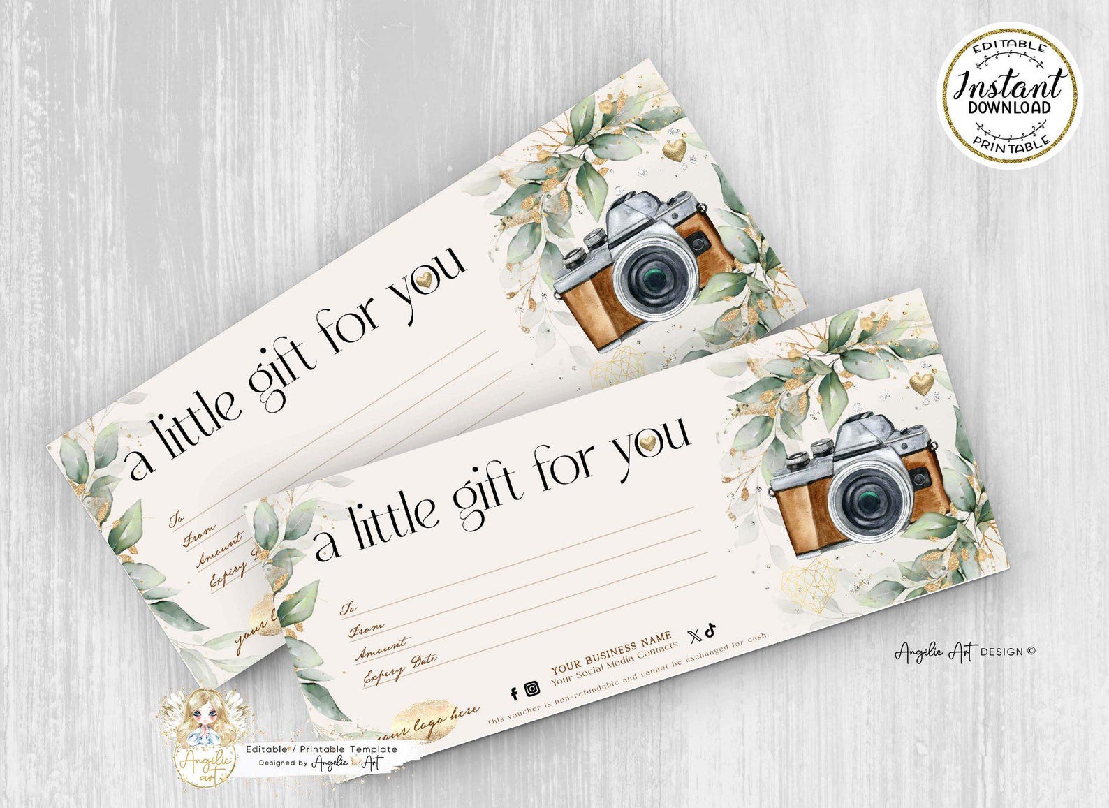 Editable Photography Gift Certificate Template, Photo Session Voucher ...