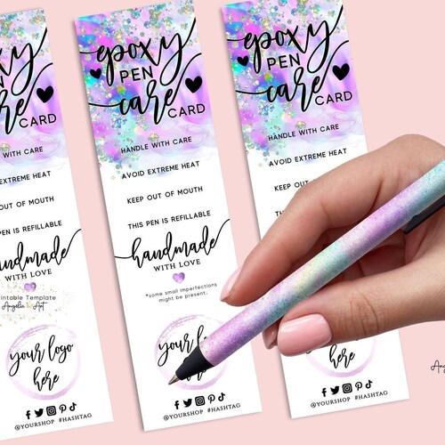Epoxy Pen Care Card Digital Printable - Etsy