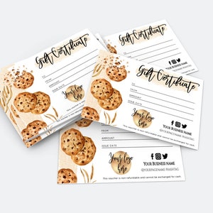 Cookie Gift Certificate Template - Bakery Sweets Gift Voucher ...