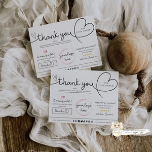 Editable SIMPLE Business Thank You Insert Card Template, Printable ...