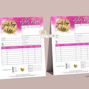 JOY - Editable Hot Pink Gold ORDER Form Template, Pink Gold Printable ...