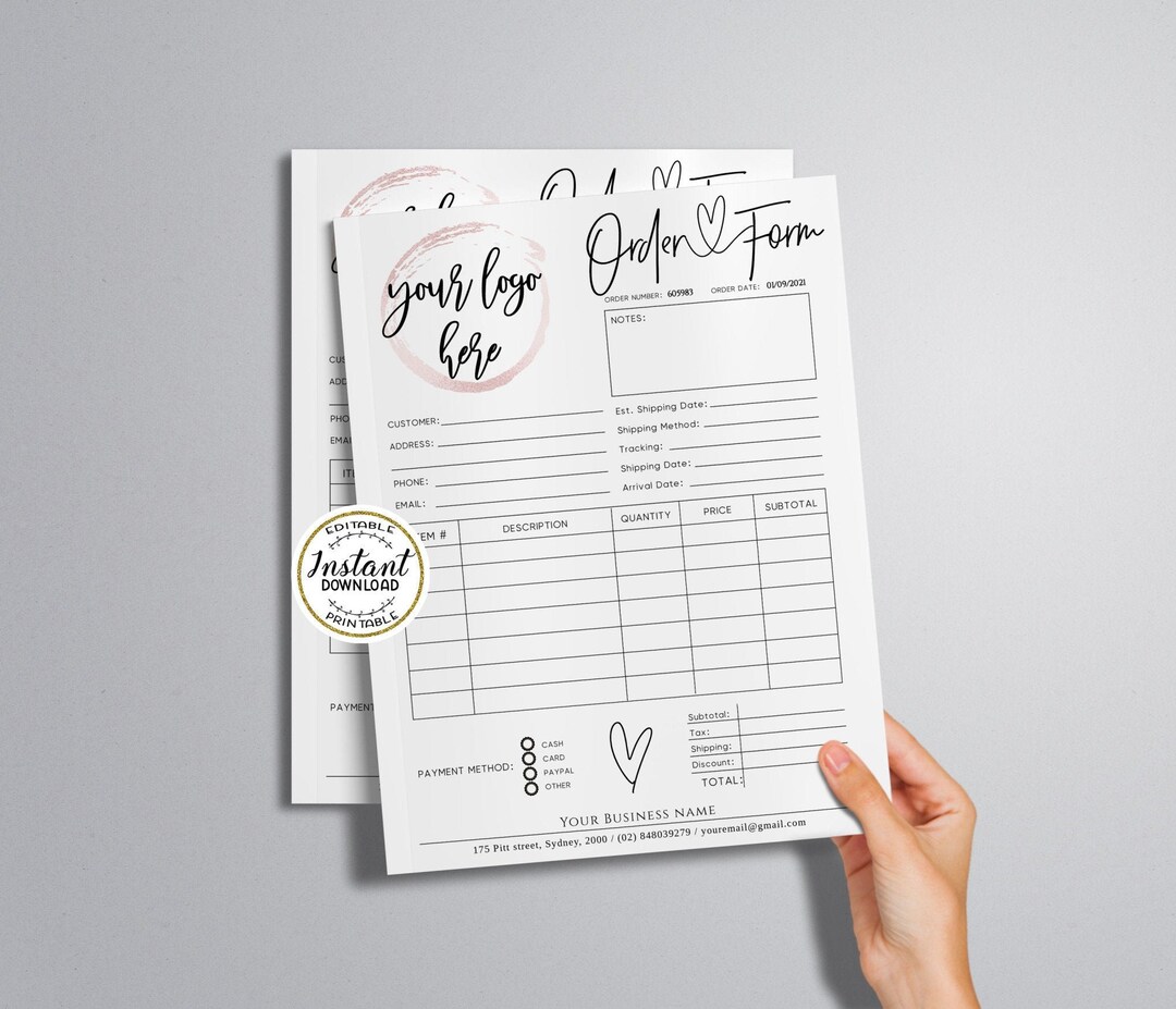 Editable Order Form Template - Modern Printable Order Form - Printable ...