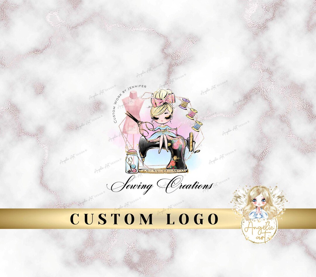 Editable Sewing Tailor Business Logo: Watercolor Sewing Machine ...