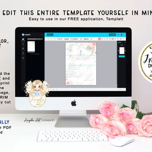 AVA - Blush Pink Floral Baptism Prayer Card Template, Floral Baptism ...