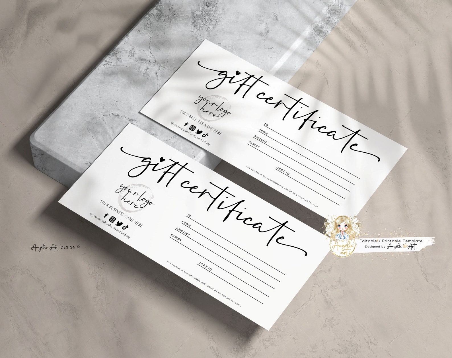 Simple Editable Gift Certificate Template, Modern Minimalist Gift Card ...
