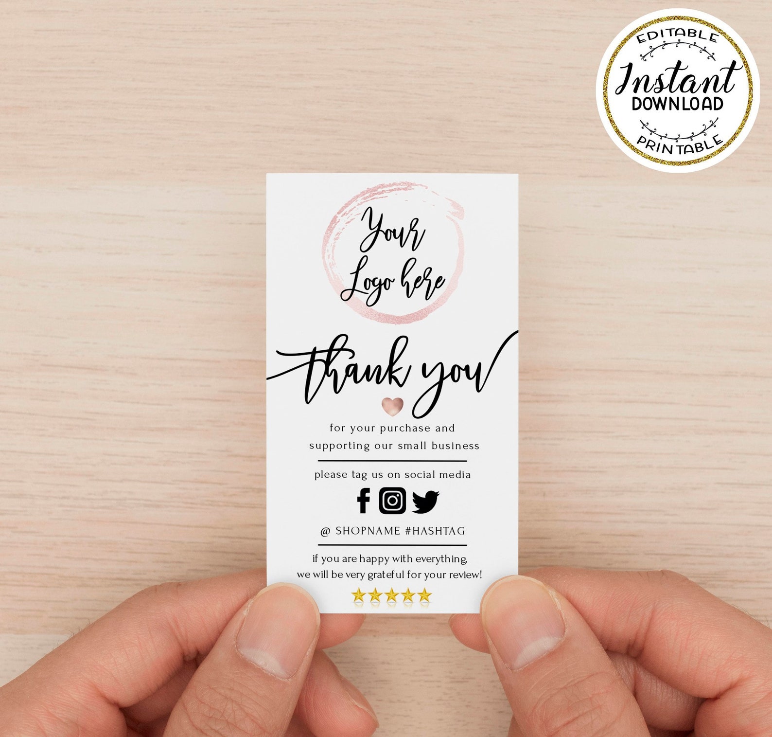 ADD YOUR LOGO Printable Small Business Insert Card / Simple - Etsy