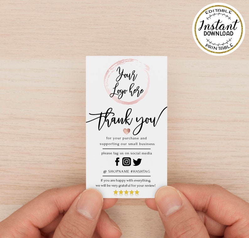 ADD YOUR LOGO Printable Small Business Insert Card / Simple - Etsy