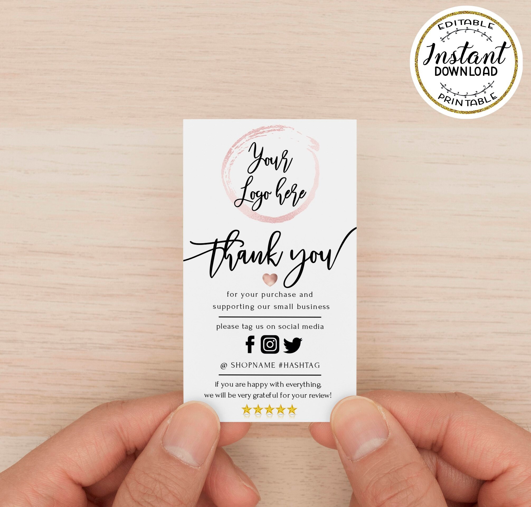 ADD YOUR LOGO Printable Small Business Insert Card / Simple - Etsy ADD YOUR LOGO Printable Small Business Insert Card / Simple - Etsy