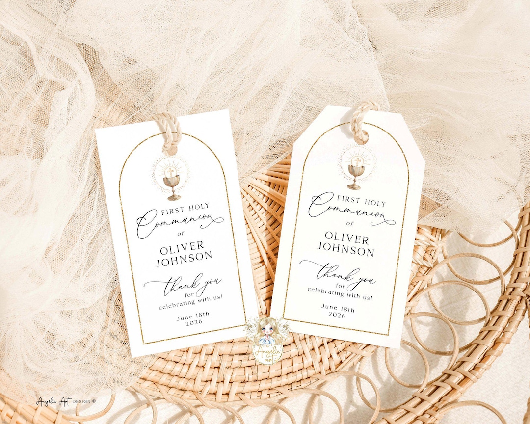 CLASSIC Editable First Holy COMMUNION Favor Tag Template Elegant Modern ...