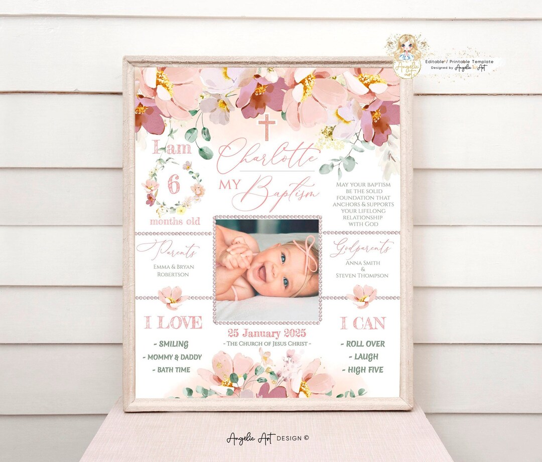 ALMA Dusty Pink Baptism Chalkboard Sign Blush Pink Green - Etsy