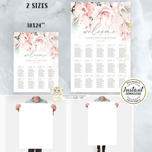 AVA - Blush Pink Baptism Seating Chart Template, 2 Sizes, Please Find ...
