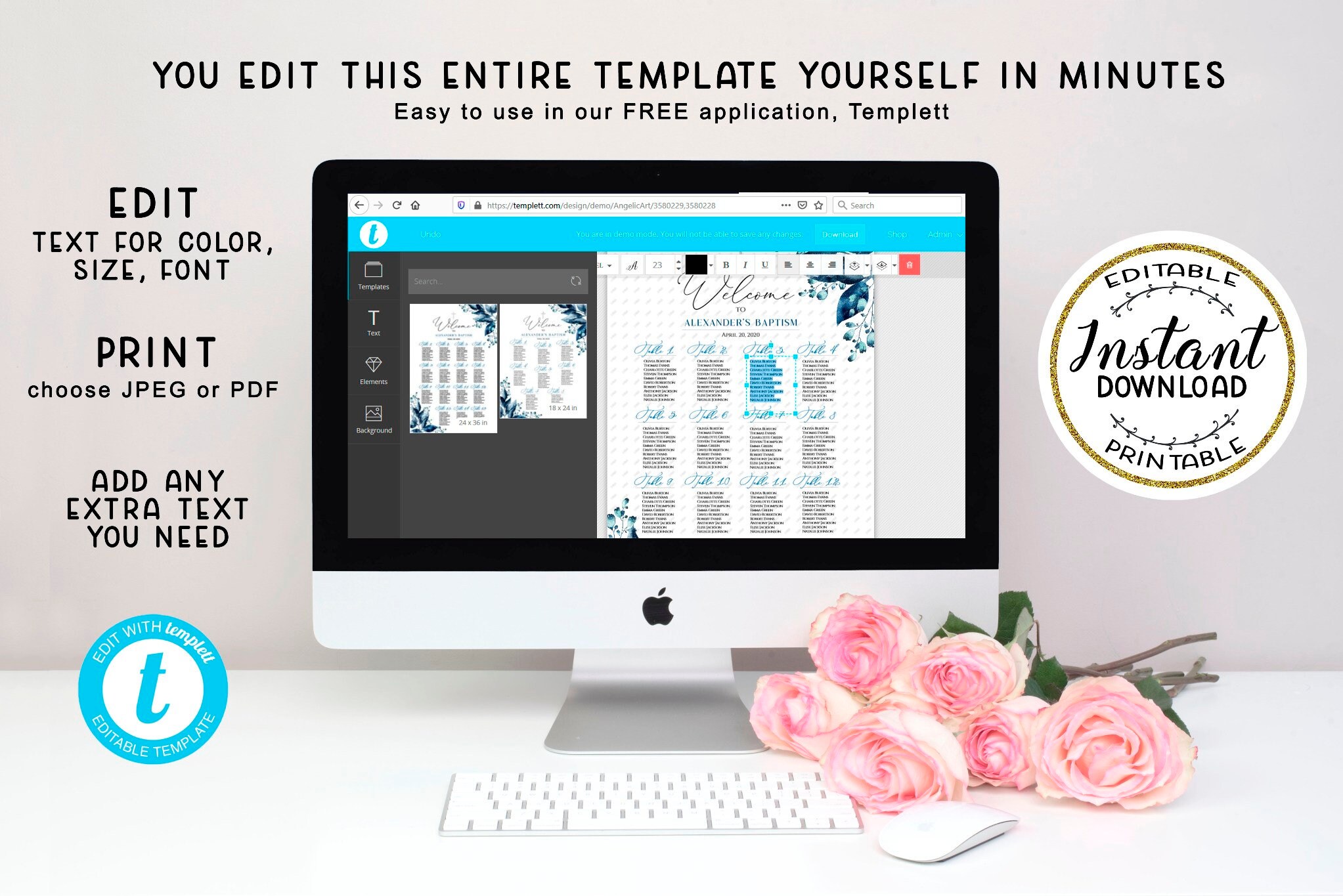 ST PETER Blue Gold Baptism Seating Chart Template 2 Sizes - Etsy