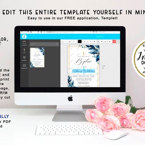 ST PETER - Blue Gold Baptism Invitation Template, Boy Baptism ...