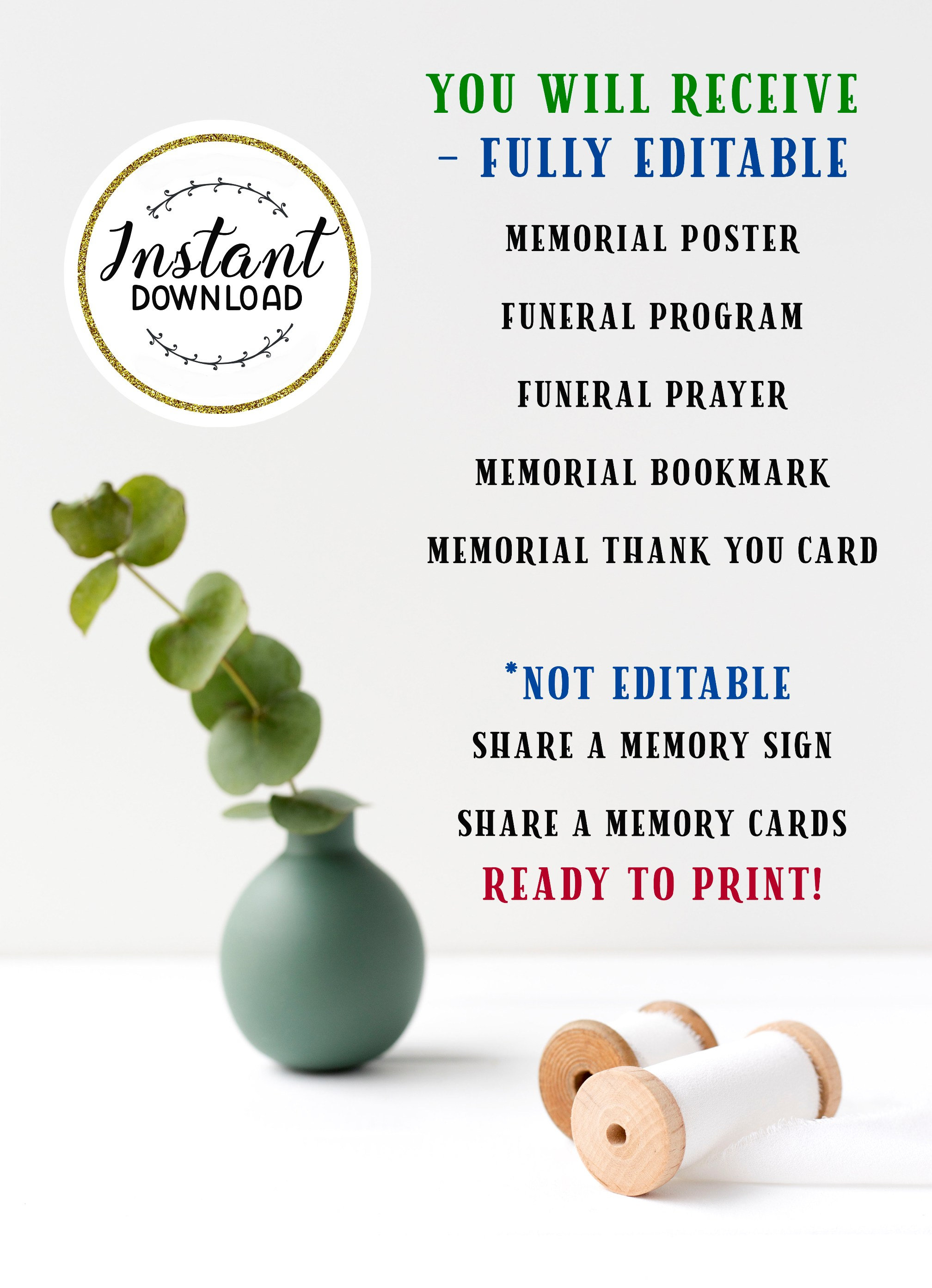 Funeral Bundle Set - Printable Funeral Memory Bundle Funeral Program ...