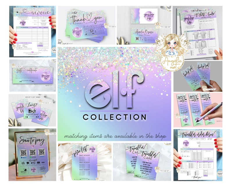 ELF - Scan to Pay Template, Holographic Glitter Purple Payment Sign, QR ...