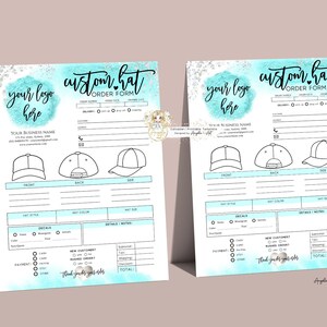 AQUA - HAT Order Form Template, Aqua Silver Printable Cap Invoice Form ...