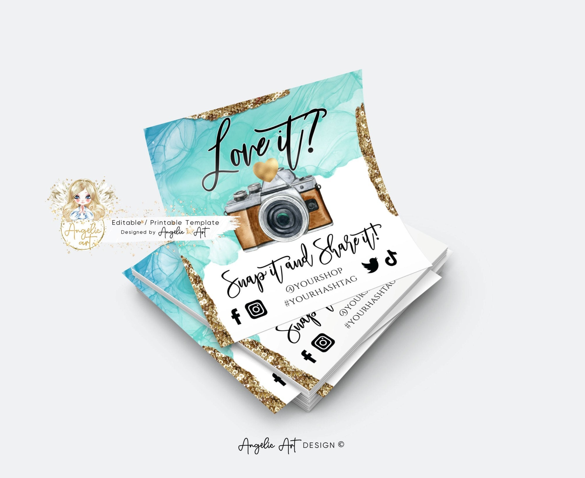 NYMPH Snap and Share Social Media Cards Template Aqua Teal - Etsy