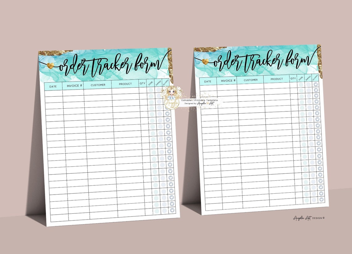 NYMPH Order Tracker Form Template EDITABLE Order Teal Gold - Etsy