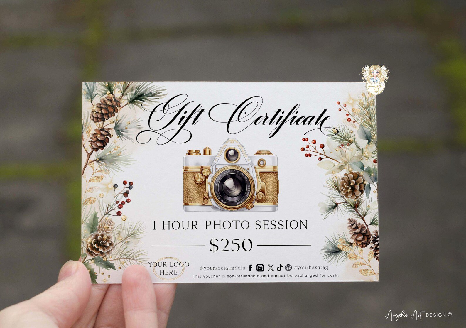 Winter Photo Session Voucher Template, Christmas Photography Gift ...